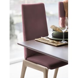 Polsterstuhl stressless "Laurel", rot (bordeaux batick, eiche natur), B:57cm H:105cm T:60cm, Leder BATICK: BATICK ist ein leicht korrigiertes, durchgef&auml;rbtes und genarbtes M&ouml;belleder, bei dem die meisten Unebenheiten und Spuren in der Regel entfernt wurden., St&uuml;hle, Polsterstuhl, High Back, Gr&ouml;&szlig;e L, mit abgerundeten Beinen in Eiche natur