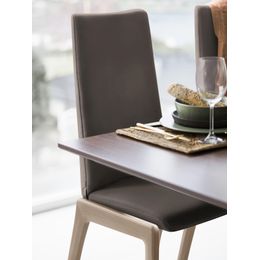 Polsterstuhl stressless "Laurel", braun (braun batick, eiche natur), B:57cm H:105cm T:60cm, Leder BATICK: BATICK ist ein leicht korrigiertes, durchgef&auml;rbtes und genarbtes M&ouml;belleder, bei dem die meisten Unebenheiten und Spuren in der Regel entfernt wurden., St&uuml;hle, Polsterstuhl, High Back, Gr&ouml;&szlig;e L, mit abgerundeten Beinen in Eiche natur