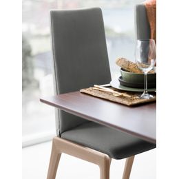 Polsterstuhl stressless "Laurel", grau (dunkelgrau dinamica, eiche natur), B:57cm H:105cm T:60cm, Microfaser DINAMICA (88% Polyester, 12% Polyurethan), St&uuml;hle, Polsterstuhl, High Back, Gr&ouml;&szlig;e L, mit abgerundeten Beinen in Eiche natur