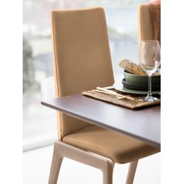 Polsterstuhl stressless "Laurel", braun (taupe paloma, eiche natur), B:57cm H:105cm T:60cm, Leder PALOMA: PALOMA ist ein durchgef&auml;rbtes Semianilin-M&ouml;belleder mit nat&uuml;rlicher Narbung., St&uuml;hle, Polsterstuhl, High Back, Gr&ouml;&szlig;e L, mit abgerundeten Beinen in Eiche natur
