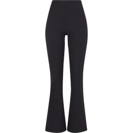 Leggings Urban Classics "Urban Classics Ladies Flared Leggings Rib", Damen, Gr. XL, US-Gr&ouml;&szlig;en, schwarz, 75% Polyimid, 25% Elasthan, unifarben, loose fit, Hosen Leggings