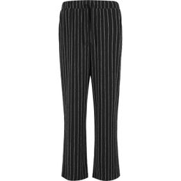 Stoffhose Urban Classics "Urban Classics Striped Crinkle Resort Pants", Herren, Gr. M, US-Gr&ouml;&szlig;en, schwarz, sanftes wei&szlig;, 92% Polyester, 6% Viskose, 2% Elasthan, gestreift, relaxed fit, Hosen Stoffhose