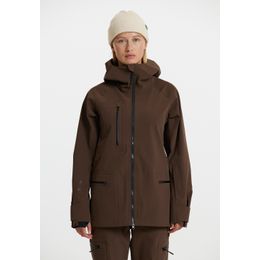 Skijacke SOS "Lipno", Damen, Gr. XL, braun (dunkelbraun), 84% Nylon, 16% Elasthan, unifarben, normal, ohne Ausschnitt, Jacken Skijacke, in wetterfester Qualit&auml;t mit geradlinigem Design