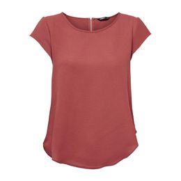 Kurzarmbluse Only "ONLVIC &ndash; feminines Blusenshirt in lockerer Form", Damen, Gr. 40, spiced apple, Web, Obermaterial: 97% Polyester, 3% Elasthan, unifarben, regular fit Po-bedeckend, Rundhals, Blusen, regular fit, Web, Kunstfaser, Rundhals, unifarben