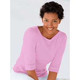 Rundhalsshirt Classic Basics "Shirt", Damen, Gr. 40, rosa (ros&eacute;), 100% Baumwolle, unifarben, Rundhals, Shirts Rundhalsshirt