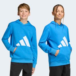 Kapuzensweatshirt adidas Sportswear "ESSENTIALS KIDS HOODIE", M&auml;dchen, Gr. 128, ray blau, wei&szlig;, Obermaterial: 55% Baumwolle, 36% Polyester, 9% Viskose, normal, Rundhals, angesetztes B&uuml;ndchen, Sweatshirts