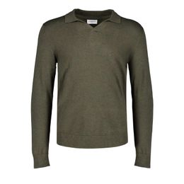 Strickpullover LINDBERGH "Strickpullover Slim Fit", Herren, Gr. L, deep olive mix, Obermaterial: 80% Viskose, 20% Nylon, V-Ausschnitt, Pullover Strickpullover