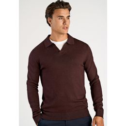 Strickpullover LINDBERGH "Strickpullover Slim Fit", Herren, Gr. L, schwarz (schwarz cherry mel), Obermaterial: 80% Viskose, 20% Nylon, V-Ausschnitt, Pullover Strickpullover