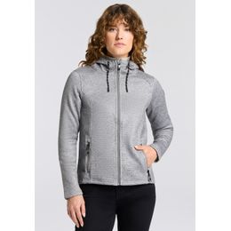 Strickfleecejacke Killtec "KOW 5 WMN KNTFLC JCKT", Damen, Gr. 36, grau, Obermaterial: 100% Polyester, normal, Jacken, &Uuml;bergangsjacke mit verstellbarer Kapuze, mit Seitentaschen mit Zipper
