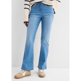 bonprix Bootcut-Jeans Mid Waist Stretch, blau, Gr.36, Kombistarke Basic-Stretch-Jeans im 5-Pocket-Style, 82% Baumwolle