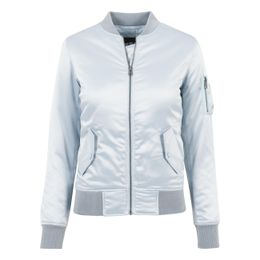 Allwetterjacke Urban Classics "Urban Classics Damen Ladies Satin Bomber Jacket", Damen, Gr. S, babyblau, 98% Polyester, 2% Elasthan, unifarben, normal, amerikanischer Ausschnitt, Jacken