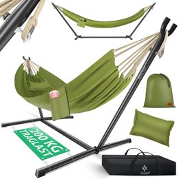 Kesser&reg; H&auml;ngematte LAKE mit Gestell Doppelh&auml;ngematte f&uuml;r 2 Personen-Stabiler Rahmen 200kg Belastbarkeit Indoor & Outdoor XXL H&auml;ngesessel Doppel Mehrpersonen Garten Pool Balkon Terrasse