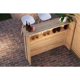 Karibu Holztheke Poolbar Stehtheke 28mm mit integrierter Ablage