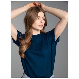 T-Shirt TRIGEMA "TRIGEMA Relaxed Fit T-Shirt", Damen, Gr. L, night, blau, Single Jersey, 100% Baumwolle, Basic, Rundhals, Shirts T-Shirt