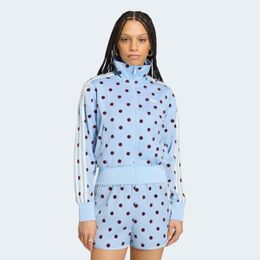 Trainingsjacke adidas originals "SATIN POLKA-DOTS TT TRACK", Damen, Gr. L, clear sky, Obermaterial: 95% Polyester, 5% Polyamid, Jacken Trainingsjacke