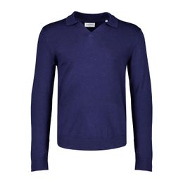 Strickpullover LINDBERGH "Strickpullover Slim Fit", Herren, Gr. L, blau moon mix, Obermaterial: 80% Viskose, 20% Nylon, V-Ausschnitt, Pullover Strickpullover