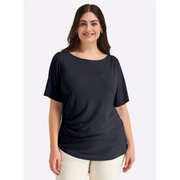sheego Damen Shirt mit Drapierungen in der Taille, tiefblau, Gr&ouml;&szlig;e 52/54