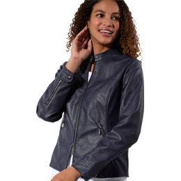 WITT Damen Lederimitatjacke mit Stehkragen, marine, Gr&ouml;&szlig;e 50