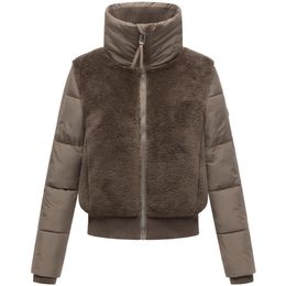 Pl&uuml;schjacke Navahoo "Teddyzone 14", Damen, Gr. L (40), braun, Obermaterial 1: 100% Polyester; Obermaterial 2: 100% Polyester; Innenfutter: 100% Polyester; Wattierung: 100% Polyester; &Auml;rmelfutter: 100% Polyester, weit h&uuml;ftlang, hoch geschlossener Ausschnitt, &Auml;rmel ohne &Auml;rmelschlitz Rippb&uuml;ndchen mit Windstopper, Jacken, Teddy-Fleece Jacke mit hohem Kragen