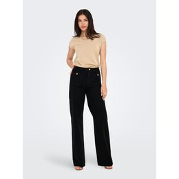 High-waist-Jeans Only "ONLMADELINE HW WD POCKET DNM GUA554 NOOS", Damen, Gr. L, L&auml;nge 30, schwarz denim, Denim/Jeans, Obermaterial: 74% Baumwolle, 25% Polyester, 1% Elasthan, unifarben, lang, Jeans High-Waist-Jeans, Baumwollmischung