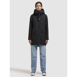 Kurzmantel Khujo "VENGA", Damen, Gr. M, schwarz, Web, 80% Baumwolle, 20% Nylon, unifarben, regular fit Po-bedeckend, eingesetzt abgesteppte Kante mit Druckkn&ouml;pfen, M&auml;ntel Kurzmantel