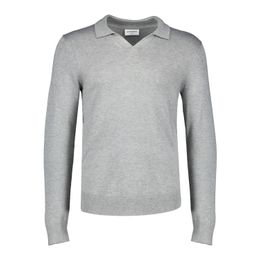 Strickpullover LINDBERGH "Strickpullover Slim Fit", Herren, Gr. L, lt grau mix, Obermaterial: 80% Viskose, 20% Nylon, V-Ausschnitt, Pullover Strickpullover