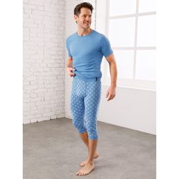 w&auml;schepur Lange Unterhose W&Auml;SCHEPUR, Herren, Gr. 6, 2 Stk., blau (mittelblau, mittelblau, bedruckt), 100% Baumwolle, Unterhosen Lange Unterhose