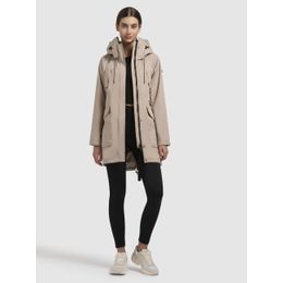 Kurzmantel Khujo "VENGA", Damen, Gr. S, beige, Web, 80% Baumwolle, 20% Nylon, unifarben, regular fit Po-bedeckend, eingesetzt abgesteppte Kante mit Druckkn&ouml;pfen, M&auml;ntel Kurzmantel