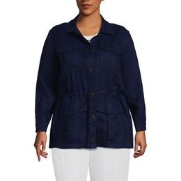 LANDS' END Hemdjacke aus Leinen, Damen,  Blau, Leinen, by Lands' End