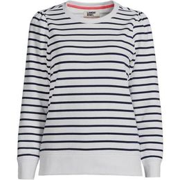 LANDS' END Sweatshirt SERIOUS SWEATS mit Puff&auml;rmeln, Damen,  Blau, Baumwoll-Mischung/Polyester-Mischung, by Lands' End