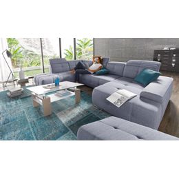 Sit & More Wohnlandschaft SIT & MORE, B:343cm H:93cm T:112cm, grau, Struktur ( 100% Polyester), Sofas, "Mistral U-Form", wahlweise mit Bettfunktion, inklusive