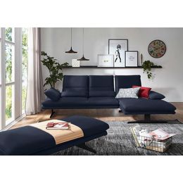 Ecksofa W.Schillig, B:291cm H:94cm T:164cm, blau, Longlife Xtra-Leder Z59: Glattleder mit modischer Pr&auml;gung. Hautst&auml;rke 0, 9 - 1, 1 mm, Wohnzimmer,
