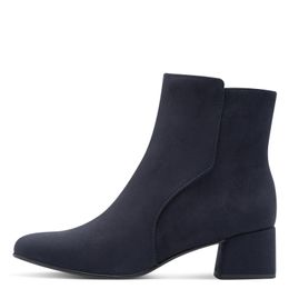 Marco Tozzi Damen Stiefelette, Gr. 38, blau, Textil, Veloursleder, Schuhe, Blockabsatz, Businessschuh, Ankleboots mit Ziern&auml;hen