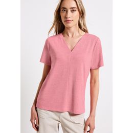 Street One Damen T-Shirtblush peach, Gr. 40, unifarben, Jersey, Obermaterial: 80% Polyester, 20% Viskose, Shirts, mit V-Ausschnitt