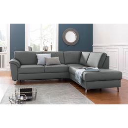 Sit & More Ecksofa SIT & MORE, B:250cm H:87cm T:201cm, grau, Kunstleder SOFTLUX;Luxus-Microfaser (100% Polyester), Wohnzimmer, Sofas, "Texel L-Form", mit