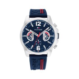 Tommy Hilfiger Herren Multifunktionsuhr "TUCKER"blau, Armbanduhren, Quarzuhr, Armbanduhr, Herrenuhr, Silikonarmband, analog