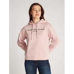 Tommy Hilfiger Damen Kapuzensweatshirt "MDRN REG CORP LOGO HOODIE", pink, Gr. XL, unifarben, Sweatware, Obermaterial: 63% Baumwolle, 37% Polyester,