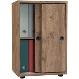 Aktenschrank Vcm, B:49cm T:38cm, braun, Obermaterial: 100% Holz Wood., B&uuml;ro, Schr&auml;nke, "B&uuml;roschrank Schiebet&uuml;ren Aktenschrank Ulas 2fach"