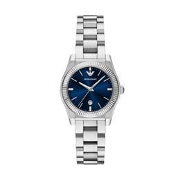 Emporio Armani Damen Quarzuhredelstahlfarben, blau, Armbanduhren, Armbanduhr, Damenuhr, Edelstahlarmband, analog, Tag