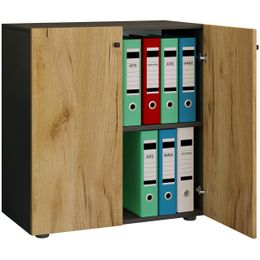 Aktenschrank Vcm, B:70cm T:40cm, braun, Obermaterial: 100% Holz Wood., B&uuml;ro, Schr&auml;nke, "B&uuml;roschrank B&uuml;cher Ordner Aktenschrank Lona 2fach"