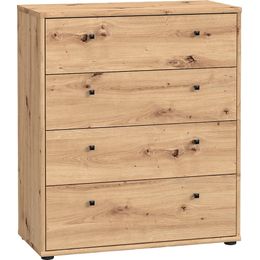 Kommode FORTE, B:73,7cm H:85,5cm T:34,8cm, braun, Dekorfolie, FSC-zertifizierter Holzwerkstoff, Flur, Sideboards, "Tempra, Kommode, 4 Schubk&auml;sten,