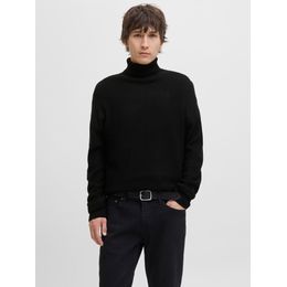 Jack & Jones JACK & JONES Herren Rollkragenpullover "JJROY KNIT ROLL NECK AW25", schwarz, Gr. S, unifarben, Strick, Obermaterial: 100% Polyacryl, Pullover
