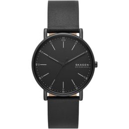 Skagen Damen Quarzuhr "SIGNATUR", schwarz, Armbanduhren, Armbanduhr, Herrenuhr, Damenuhr, analog, Lederarmband