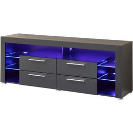 TV-Schrank Stolkom, B:179cm H:66cm T:44cm, schwarz, Holzwerkstoff, Wohnzimmer, Schr&auml;nke, "Goal TV Lowboard, B/H/T 179x67x 44 cm", %RESET$