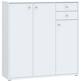 Kommode FORTE, B:108,8cm H:111,1cm T:34,8cm, wei&szlig;, Dekorfolie, FSC-zertifizierter Holzwerkstoff, Flur, Sideboards, "Tempra, Kommode, 3 T&uuml;ren, 2