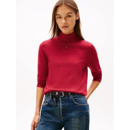 Tommy Jeans Damen Rollkragenpullover "TJW ESSENTIAL TRTLNK SWEATER"ruby rhubarb, Gr. S, unifarben, Strick, Obermaterial: 100% Baumwolle, Pullover