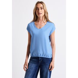 Street One Damen Hemdbluse, blau, Gr. 46, unifarben, Stoff, 100% Viskose, Blusen, aus softer Viskose