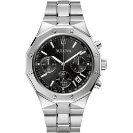 Bulova Herren Chronograph, silber, Armbanduhren, Armbanduhr, Quarzuhr, Herrenuhr, Edelstahlarmband, Saphirglas