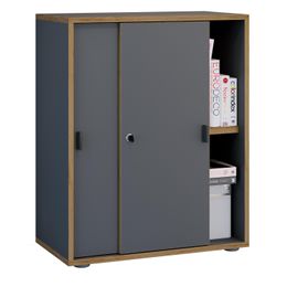 Aktenschrank Vcm, B:60cm T:37cm, schwarz, Obermaterial: 100% Holz Wood., B&uuml;ro, Schr&auml;nke, "B&uuml;roschrank Aktenschrank Schiebet&uuml;ren Salia 2fach"