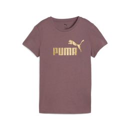 Puma Damen T-Shirt "ESS NO. 1 LOGO METALLIC TEE"raisin, metallic gold, Gr. XL, bedruckt, Jersey, Obermaterial: 100% Baumwolle, Shirts, Regular Fit,